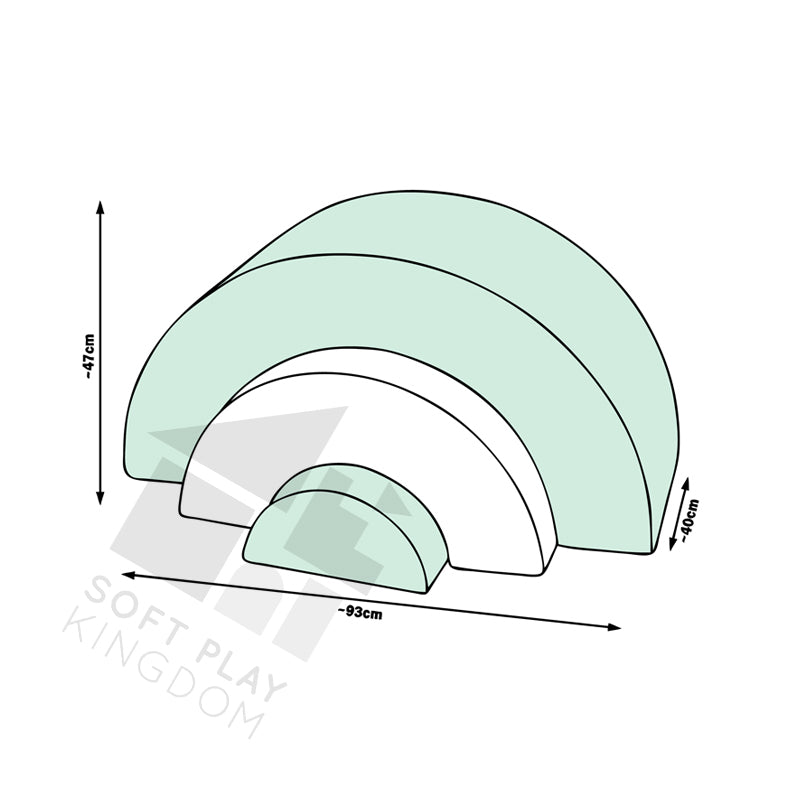 Rainbow Soft Play Set, Pastel Mint & White – Soft Play Kingdom