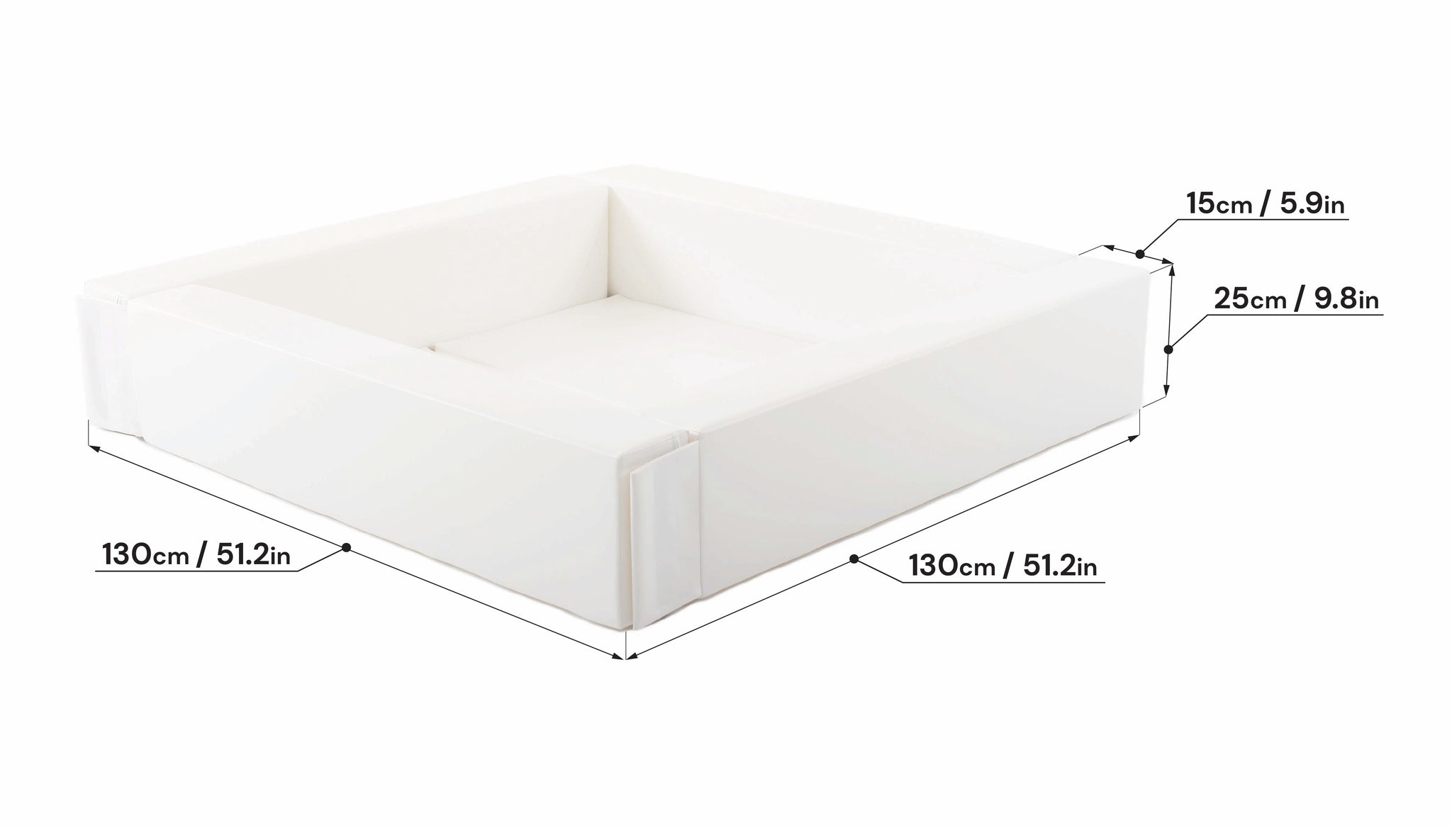 Soft Play Square Ball Pit, 130cm/4ft | White – Soft Play Kingdom
